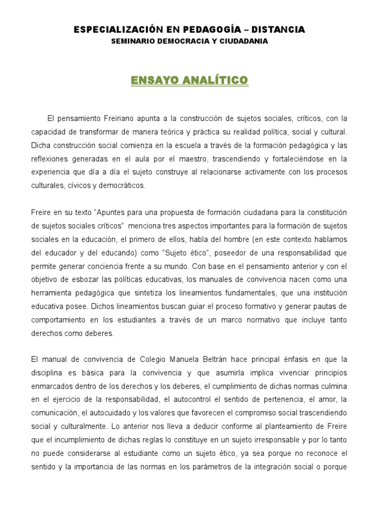 Ensayo Analitico | PDF | Democracia | Ideologías políticas