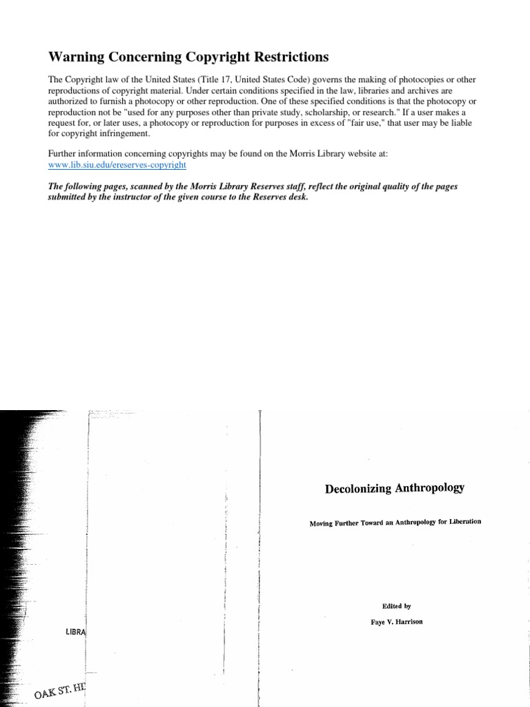 Harrison, Faye. Anthropology As An Agent of Transformation ...