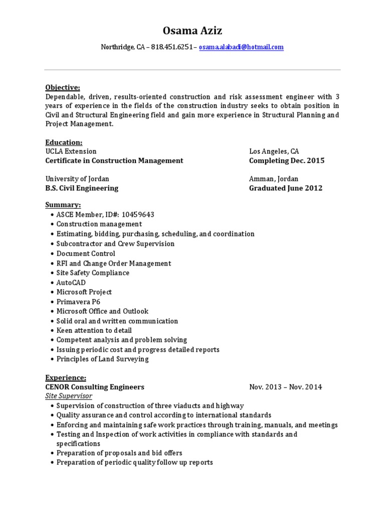 Osama Aziz | PDF | Construction Management | General Contractor