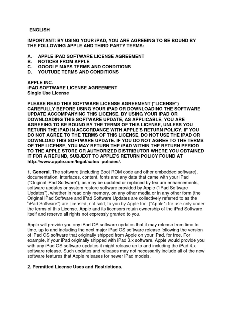 Ipad Software License Agreement | PDF | You Tube | Damages