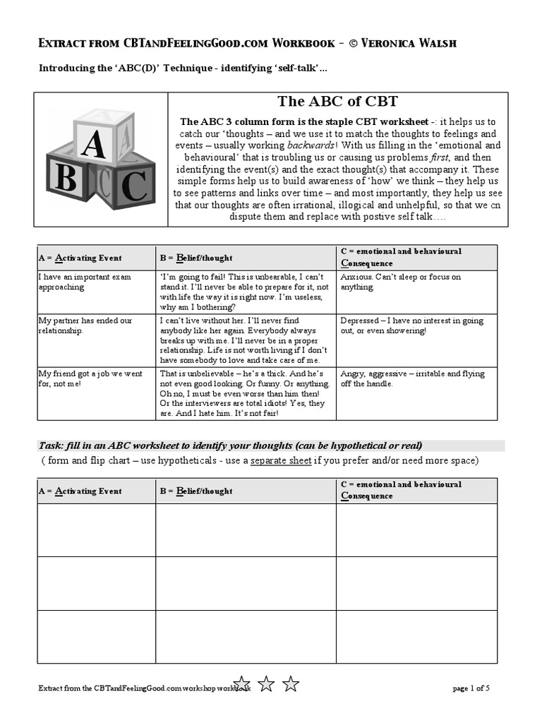 Abc Worksheet Cognitive Behavioral Therapy Your Go To Guide For Using