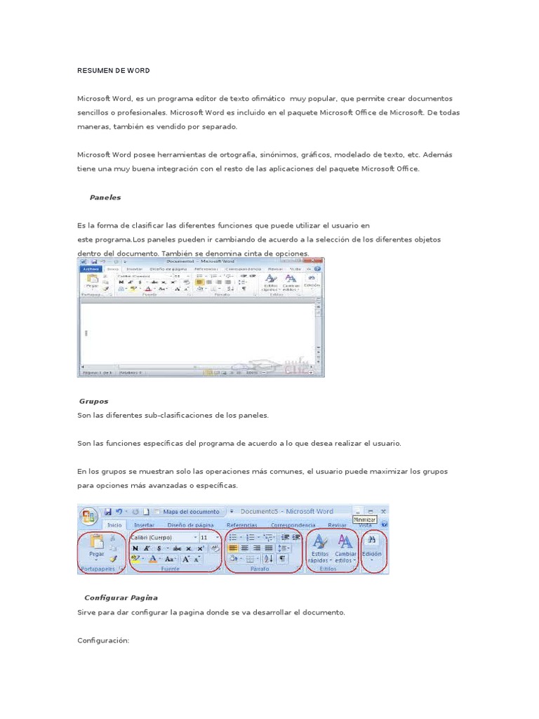 Resumen de Word | PDF | Microsoft PowerPoint | Microsoft Word