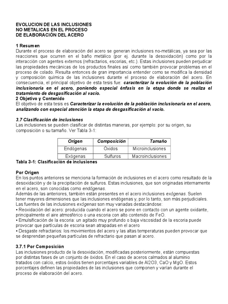 Evolución de Inclusiones en Acero | PDF | Acero | Aluminio