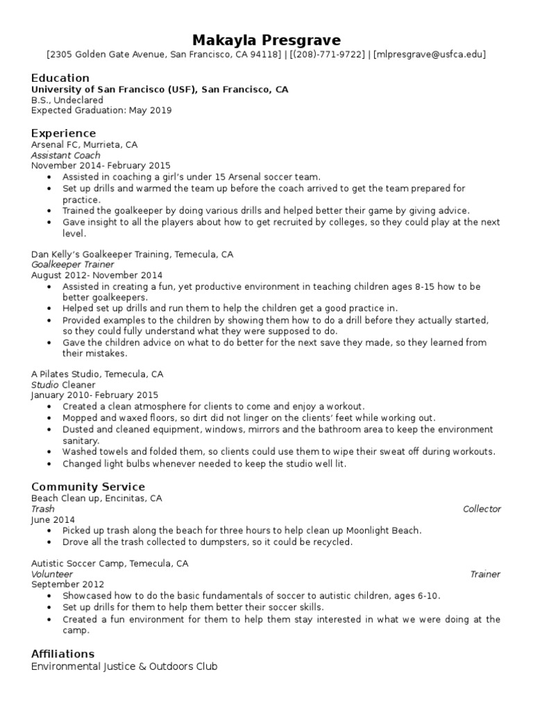 Makayla Presgrave's Coaching Resume | PDF