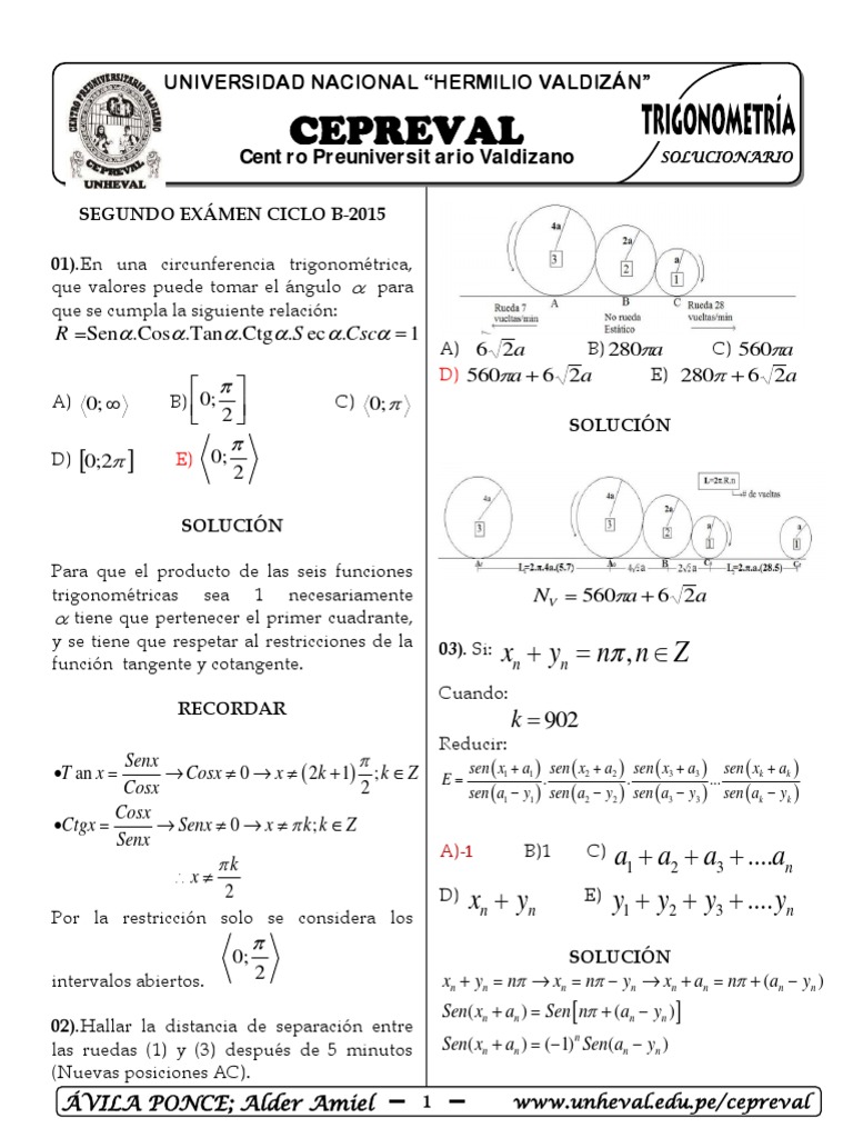 Solucionario Segundo Examen Cepreval 2015 | PDF | TrigonometrĂa ... Solucionario Segundo Examen Cepreval 2015 | PDF | TrigonometrĂa ...