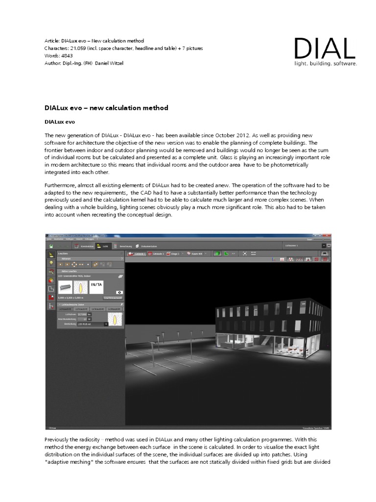 DIALux evo: Advanced Lighting Calculation | PDF | Rendering (Computer ...