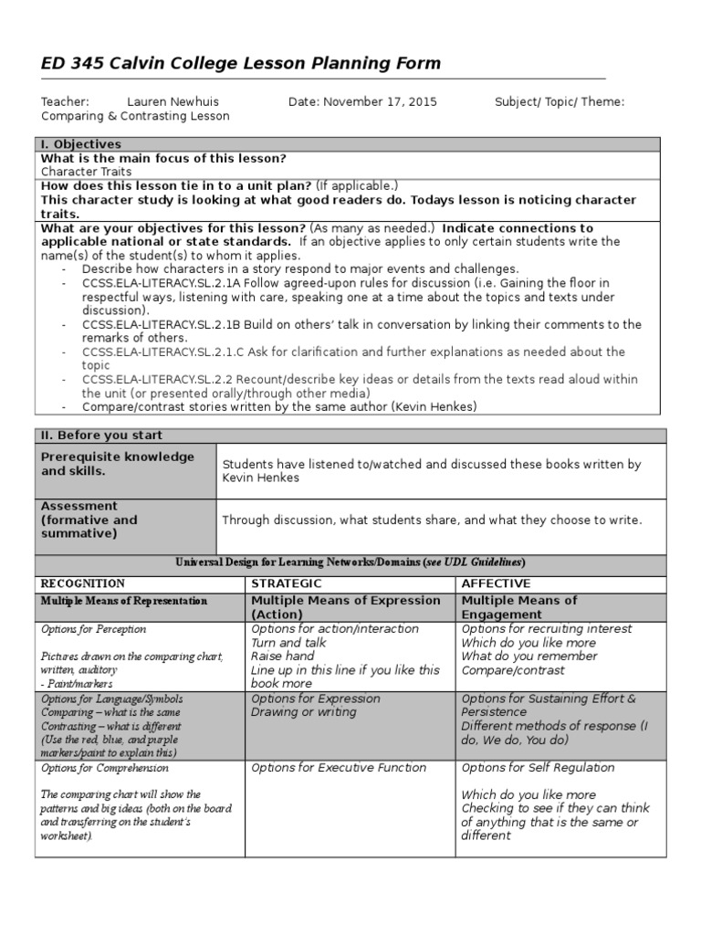 Comparing and Contrasting Lesson | PDF | Conversation | Educational ...