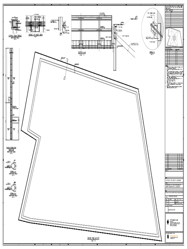 RC Shore Piles & Waler Beam Details | PDF