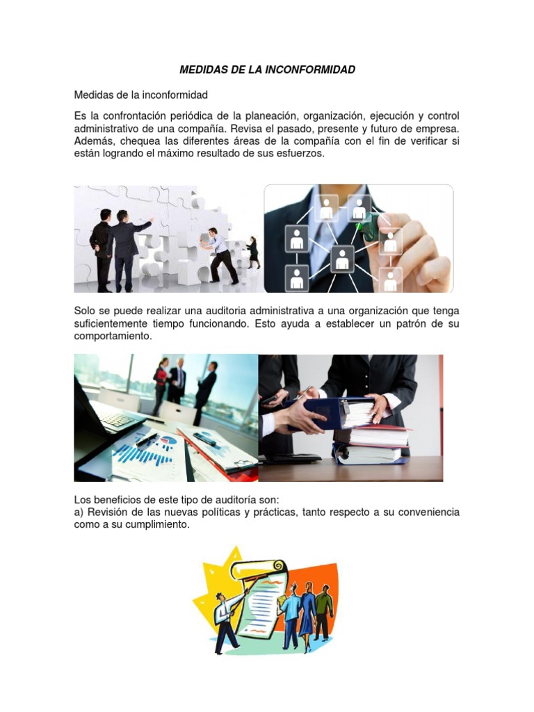 Medidas de La Inconformidad | Planificación | Alimentos