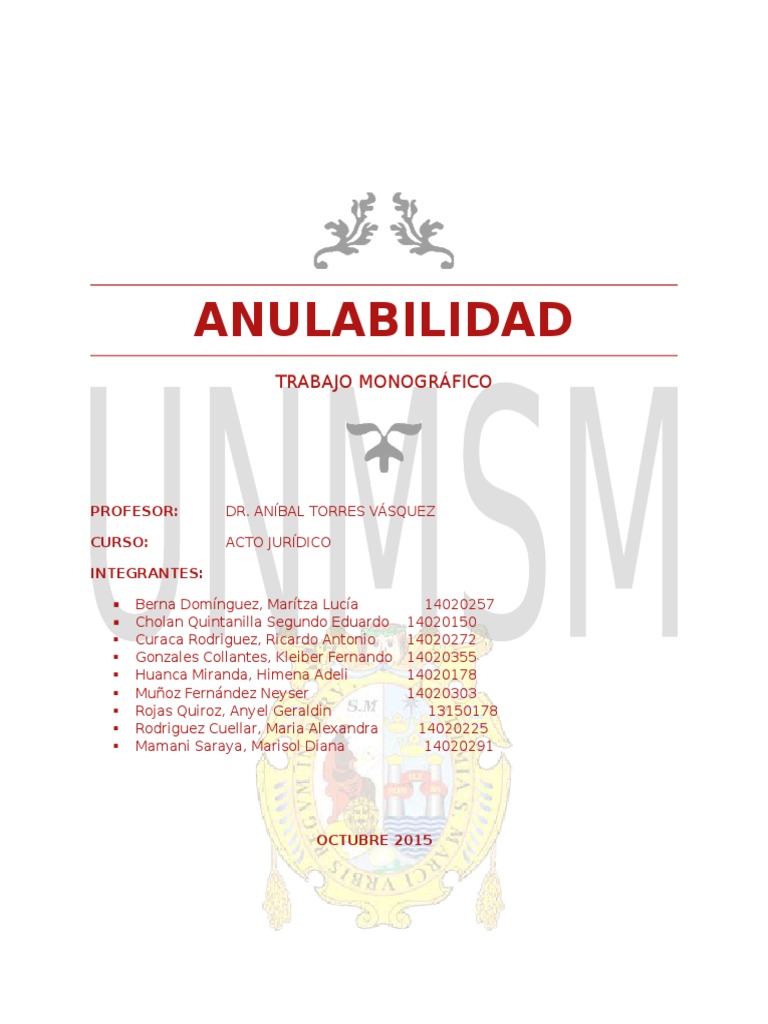 Anulabilidad del Acto juridico | Nulo (ley) | Prescripción