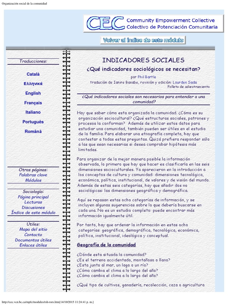 Phil Bartle. Indicadores Sociales para Entender A Una Comunidad | PDF ...