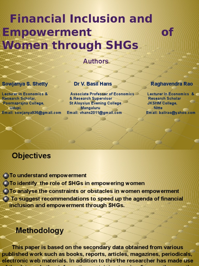 Financial Inclusion and Empowerment of Women Through SHGs | PDF ...