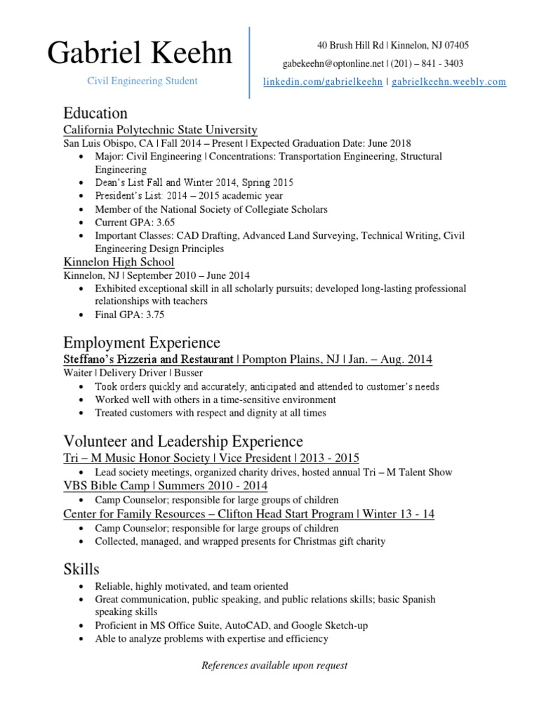 Civil Engineering Student Profile | PDF