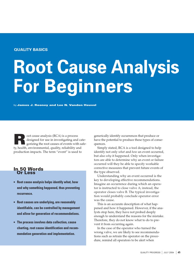 Root Cause Analysis | PDF | Causality | Reliability Engineering
