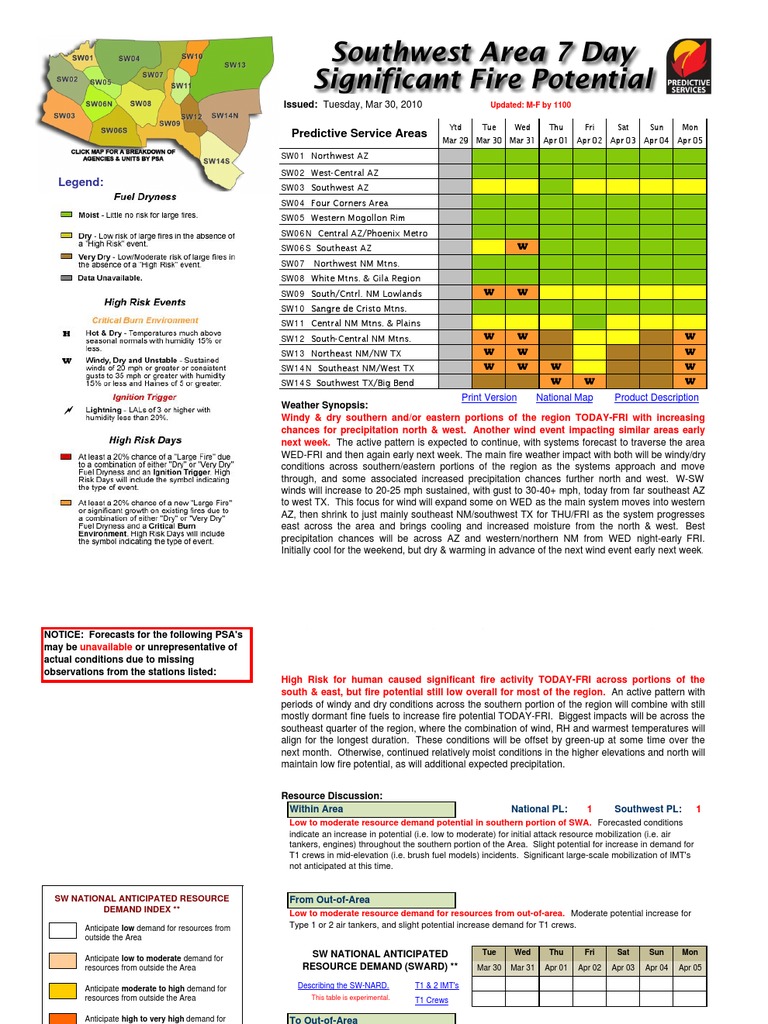 SW Fire Potential | PDF | Wound | Precipitation