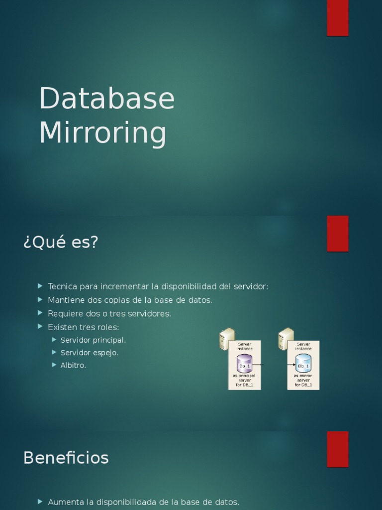 Database Mirroring Pdf Servidor Sql De Microsoft Servidor Computación