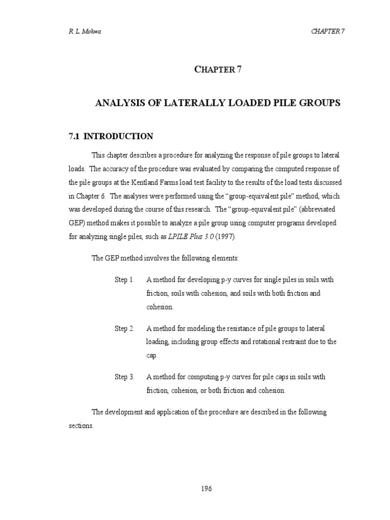 Analysis of Laterally Loaded Pile Groups | PDF | Deep Foundation | Friction