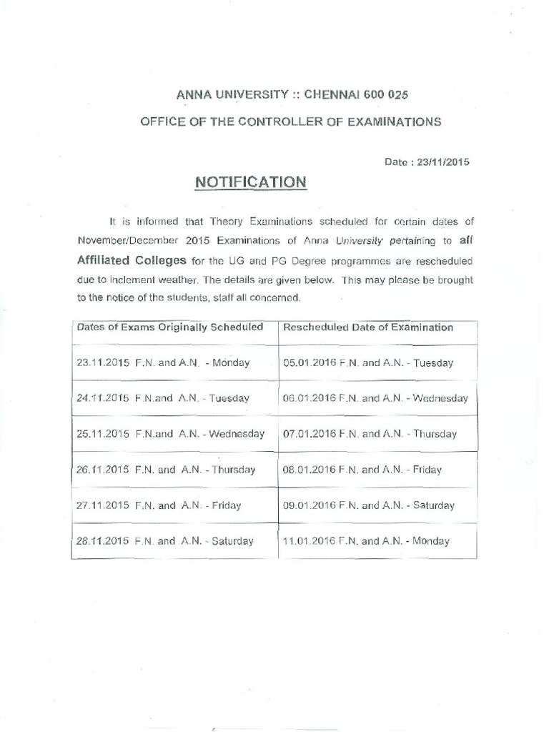 Exam Reschedule II | PDF