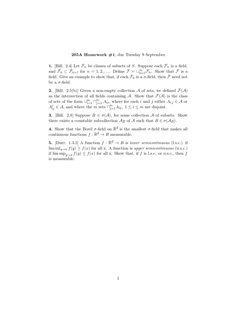 Homework | PDF | Measure (Mathematics) | Mathematical Analysis