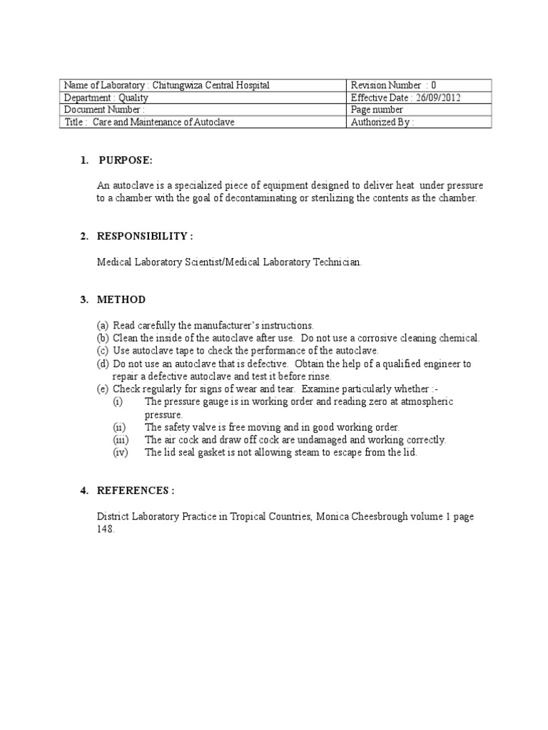 Autoclave Care and Maintenance Guide | PDF | Mechanical Engineering ...