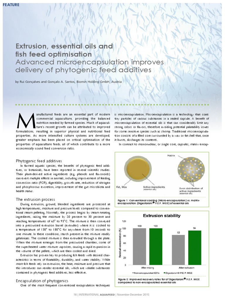 Extrusion, Essential Oils and Fish Feed Optimisation - Advanced ...