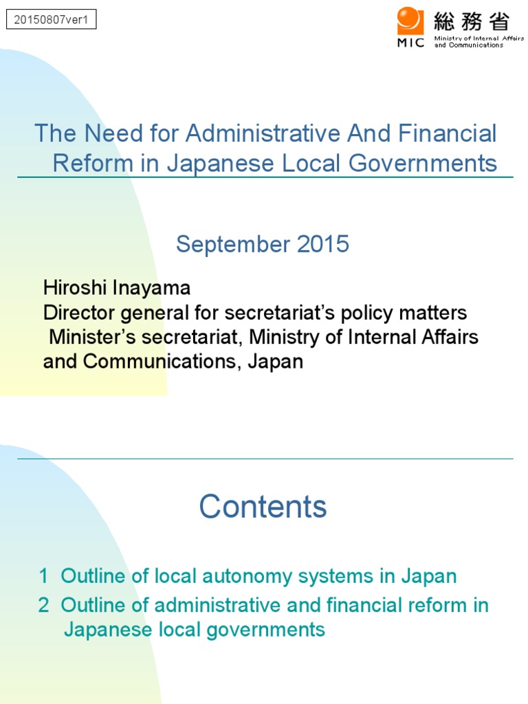 The Need For Administrative and Financial Reform in Japanese Local ...