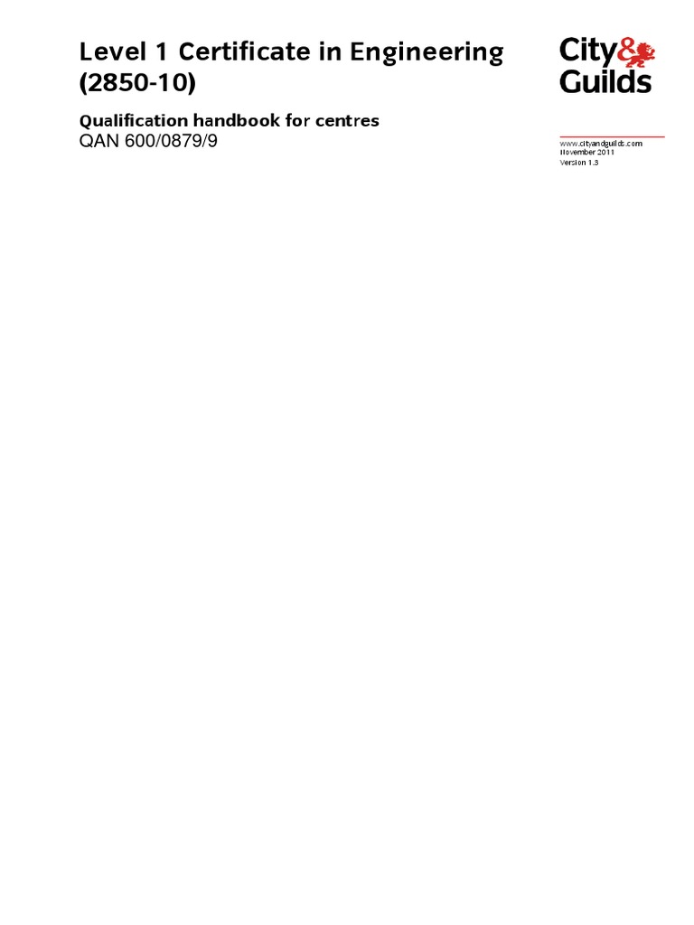 City and Guilds Level 1 Certificate in Engineering | PDF | Electronics ...