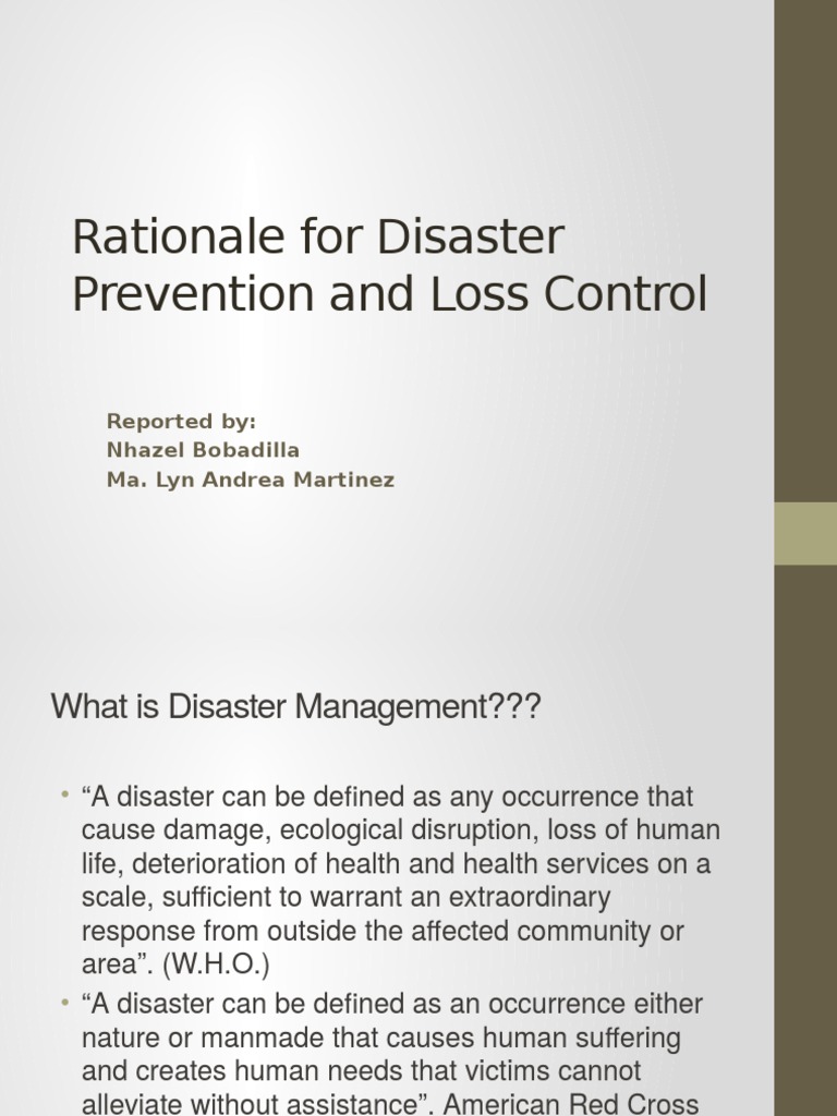 Rationale For Disaster Prevention and Loss Control | PDF | Emergency ...