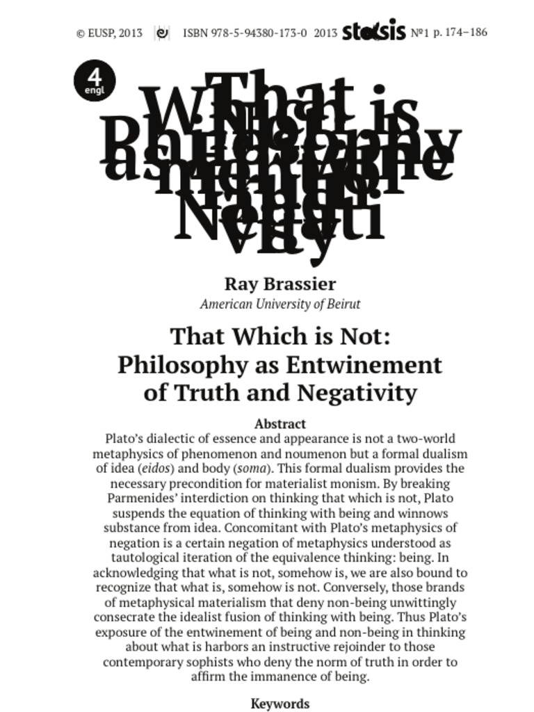 Ray Brassier That Which Is Not Philosophy-As-Entwinement-Of-truth-And ...