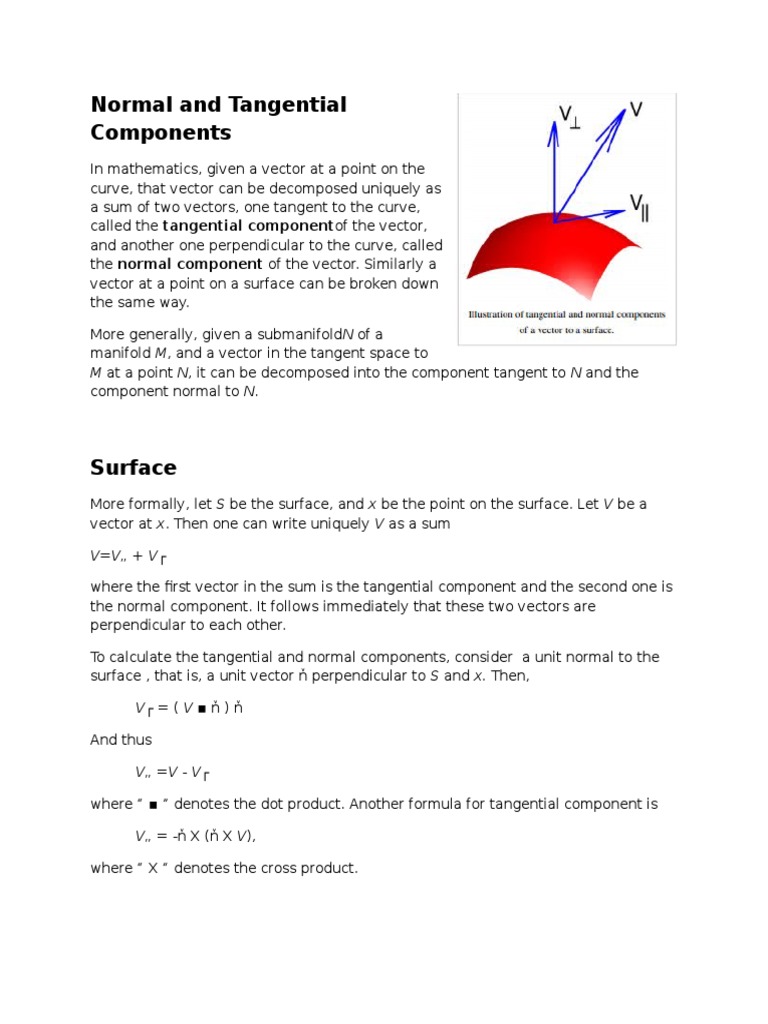 Normal and Tangential Components | PDF | Acceleration | Euclidean Vector
