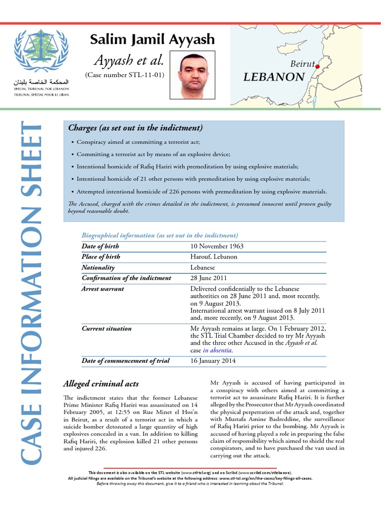 Case Info Sheet - Salim Jamil Ayyash | PDF