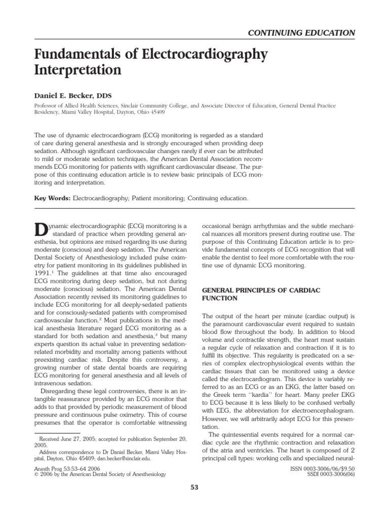 Fundamentals of ECG Interpretation | PDF