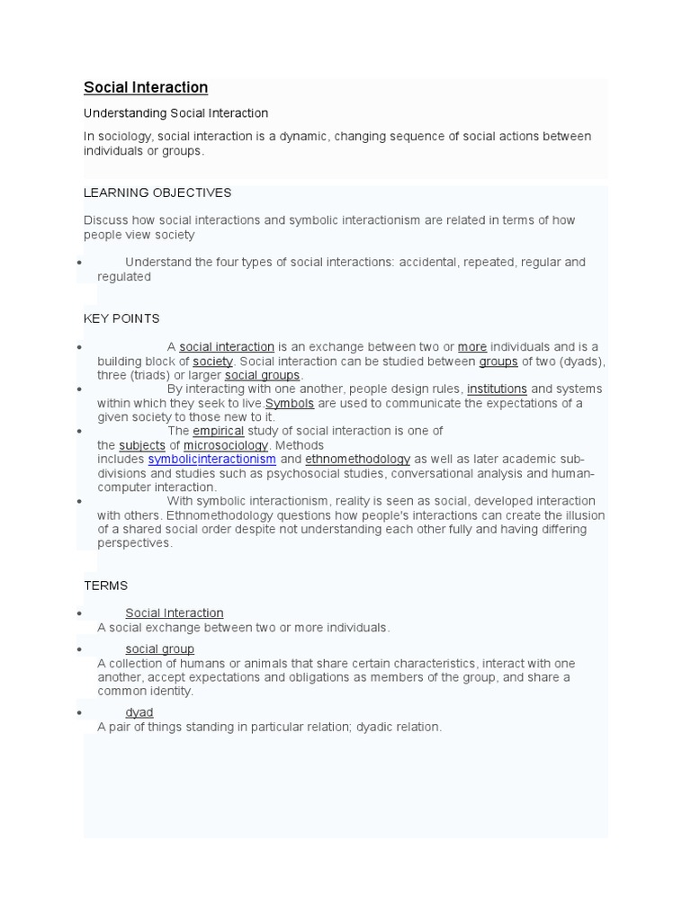Social Interaction | PDF | Social Group | Interaction