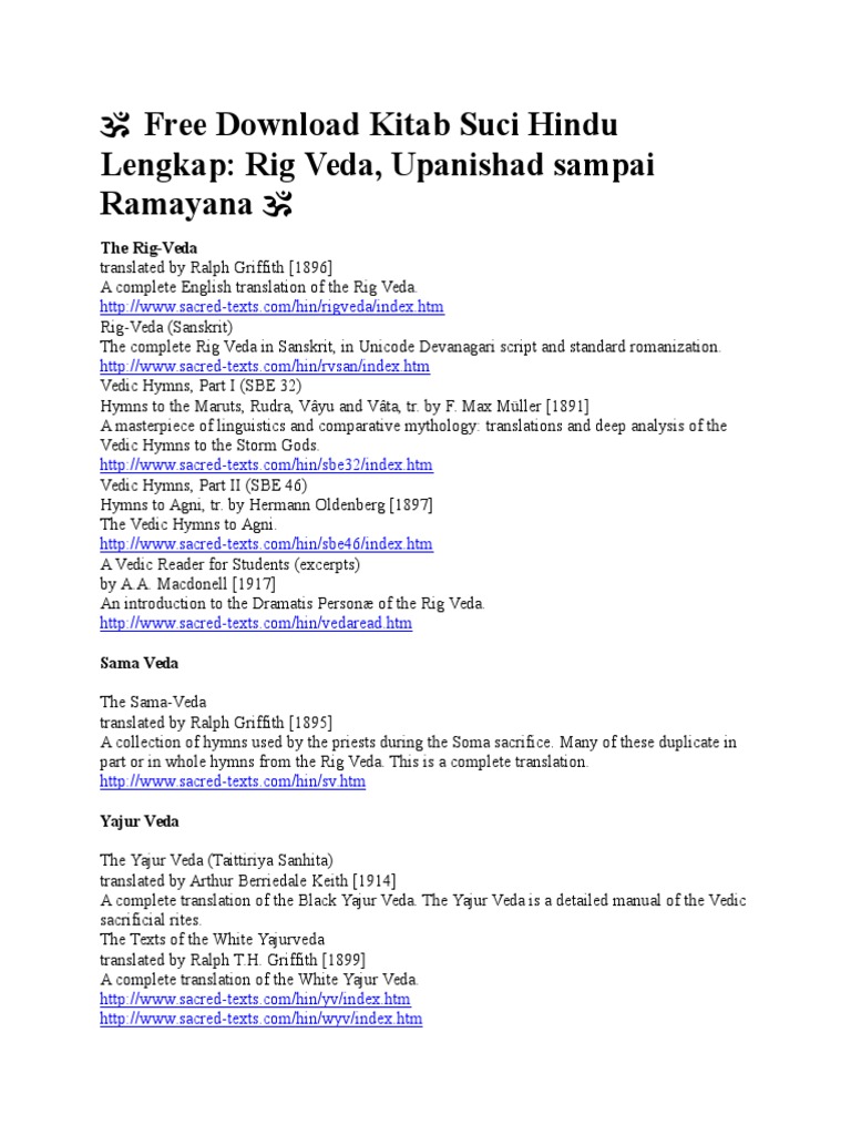 ॐ Free Download Kitab Suci Hindu Lengkapab Suci Hindu Lengkap | PDF ...