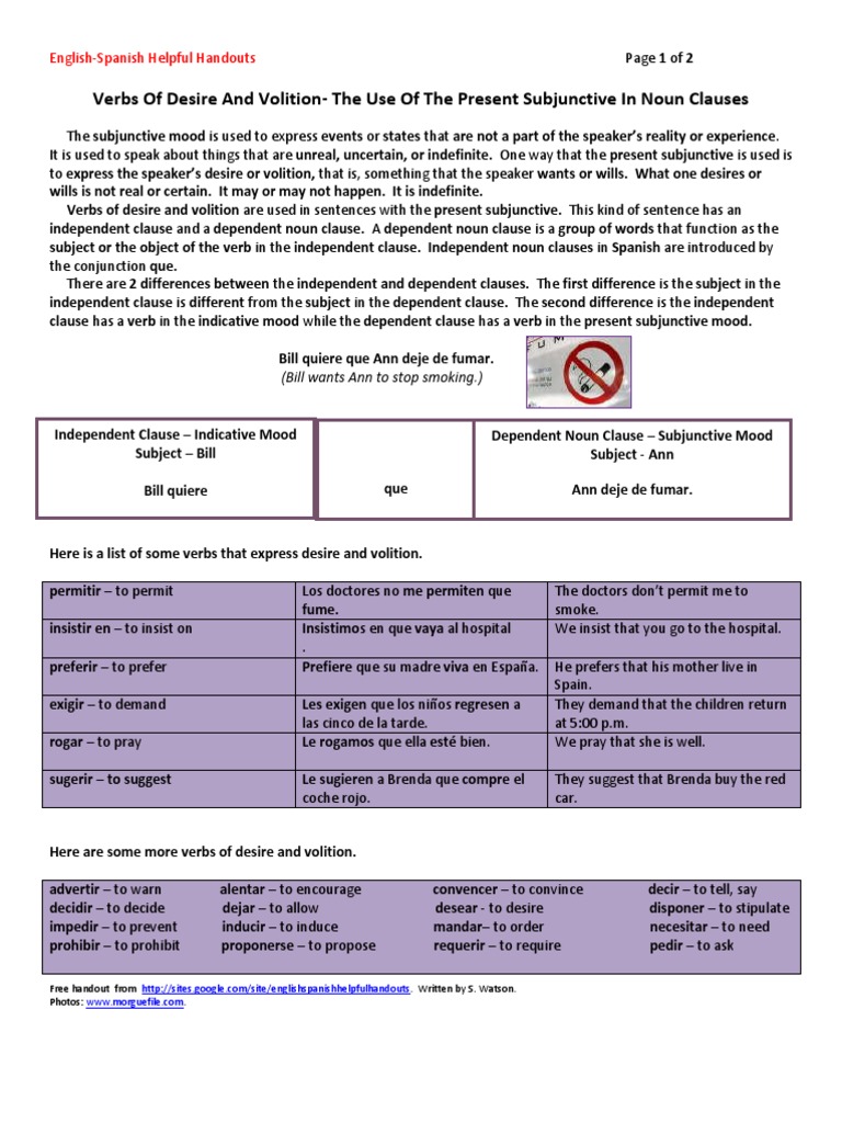 Verbs of Desire and Volition-Use of The Present Subjunctive in Noun ...