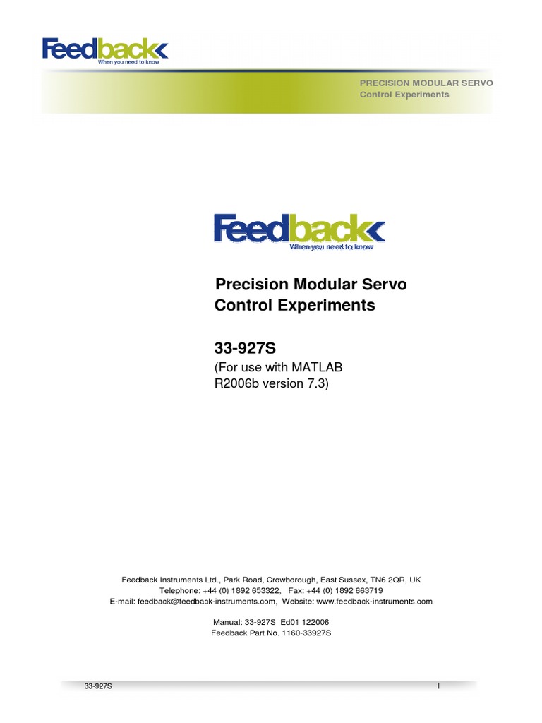 ControlExperiments - Precision Modular Servo | PDF | Servomechanism ...