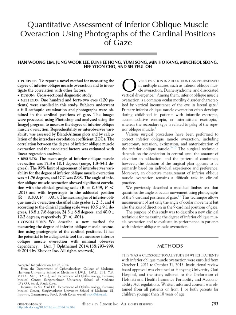 Quantitative Assessment of Inferior Oblique Muscle Overaction Using ...