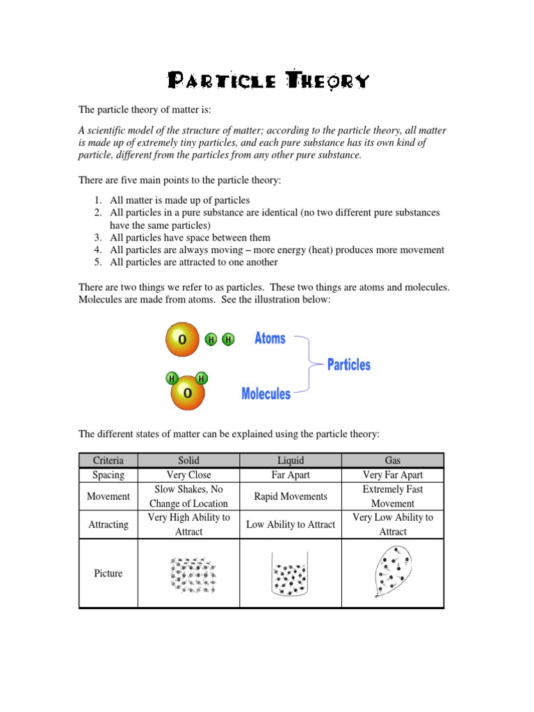 7 Science Pure Substance Mixtures Particle Theory | PDF