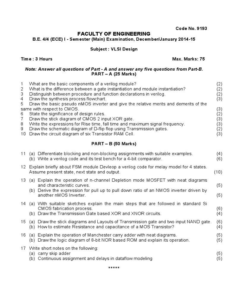 VlSI Design OU Question Paper | PDF