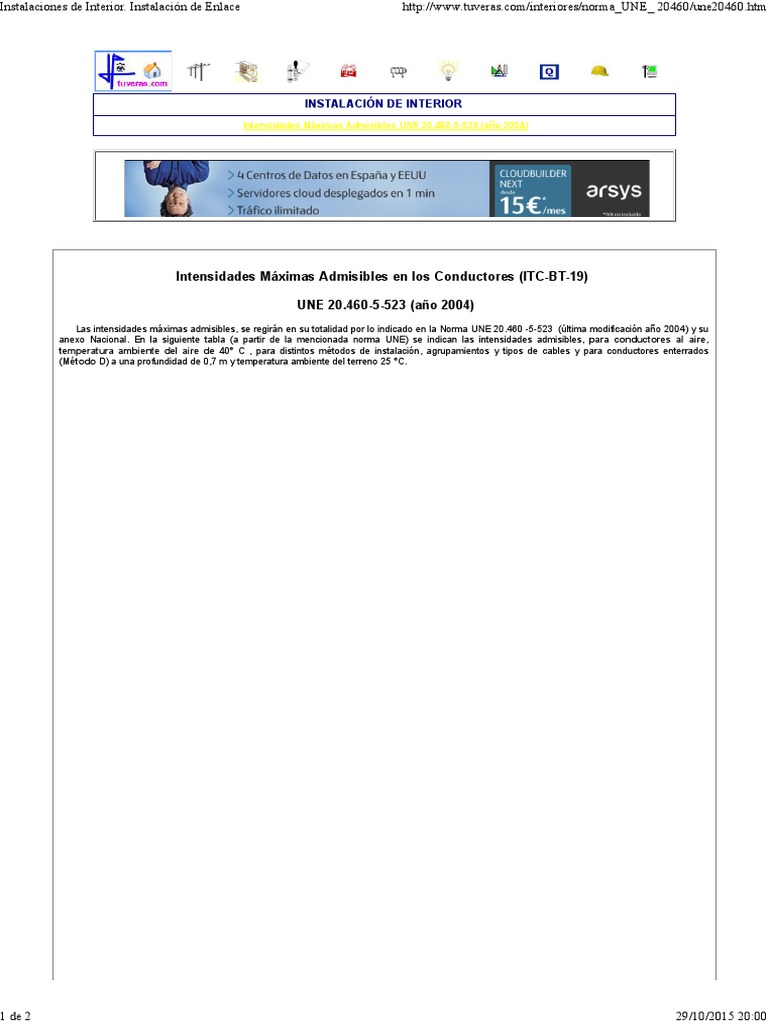 Tabla 1 ITC-BT-19 Actualizada | Descargar gratis PDF | Física Aplicada e Interdisciplinaria ...