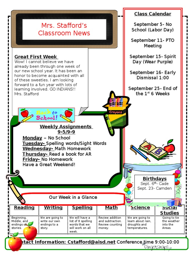 Back To School Newsletter Putman | PDF | Foreign Language Studies