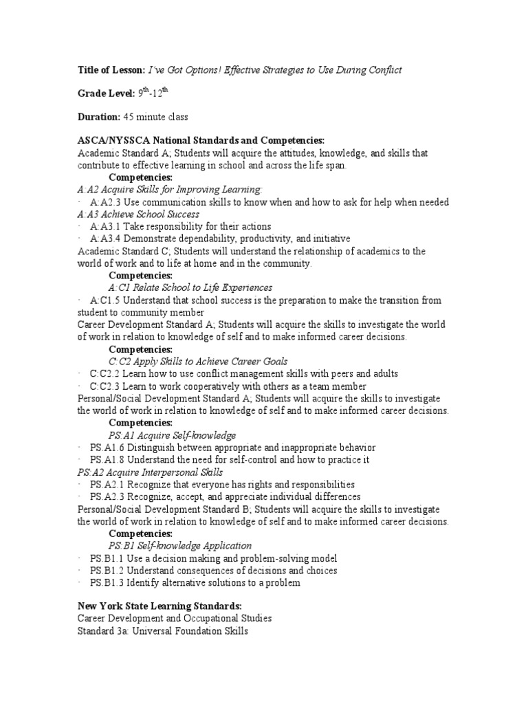 Lesson 5 Conflict Resolution Strategies | PDF | Conflict Resolution ...