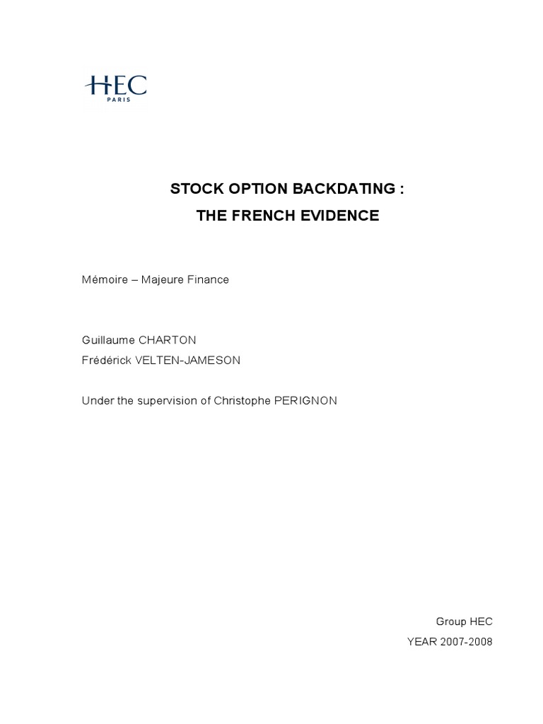 Stock Option Backdating | PDF | Stocks | Option (Finance)