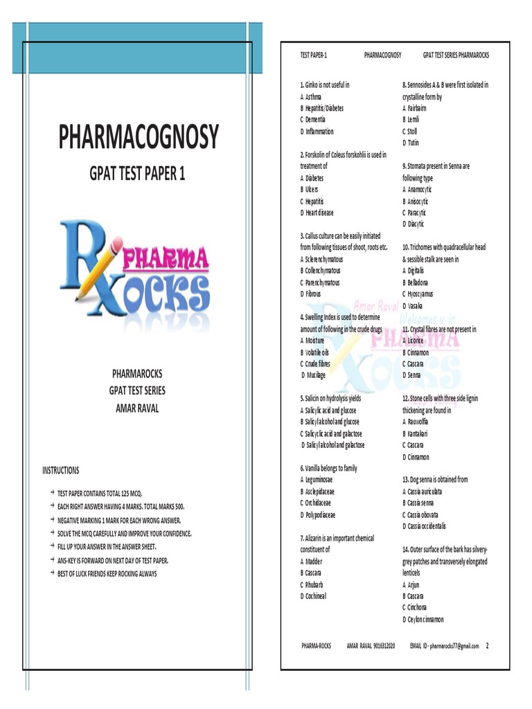 Test 1 Pharmacognosy | PDF | Fennel | Ginger
