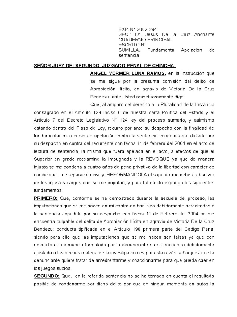 Apelación de Sentencia Penal | Delito | Derecho penal