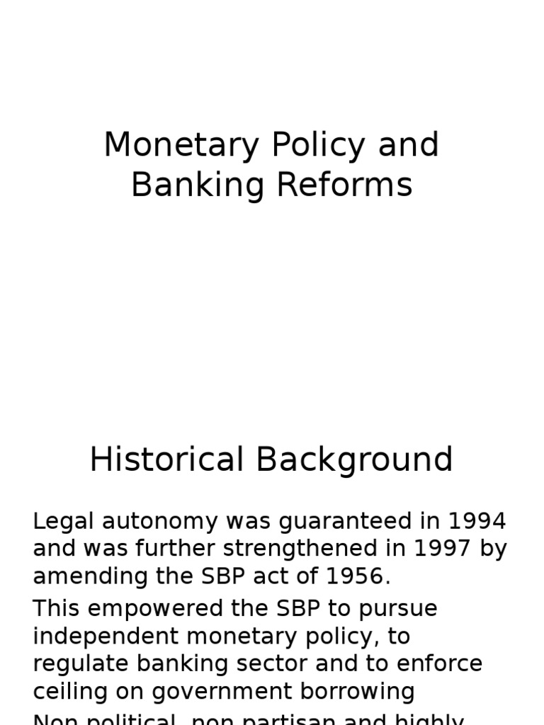 Monetary Policy and Banking Reforms | PDF | Monetary Policy | Money