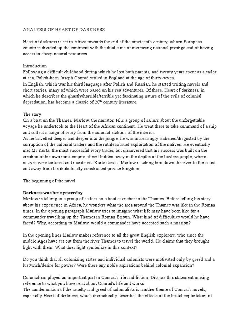 Analysis of Heart of Darkness | PDF | Heart Of Darkness
