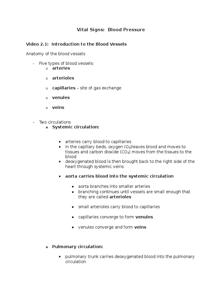 Vital Signs: Blood Pressure: Video 2.1: Introduction To The Blood ...