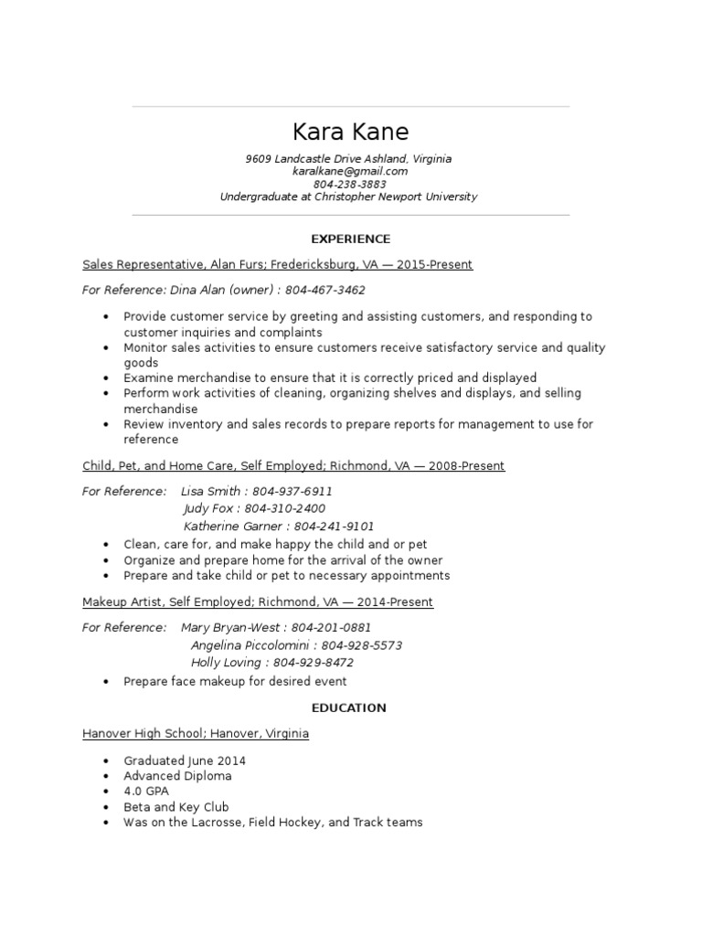 Kara Kane's Professional Resume | PDF | Career & Growth