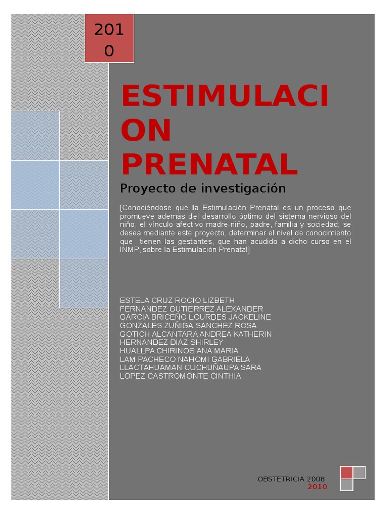 Psicoprofilaxis Proyecto de Investigacion Estimulacion Prenatal 1 | PDF | Cerebro | Ciudadanía